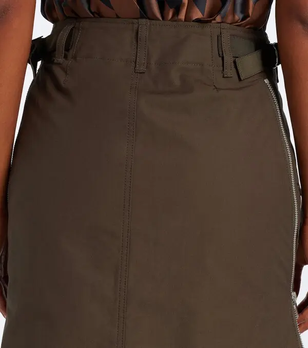 Sacai Pleated Cotton Midi Skirt
