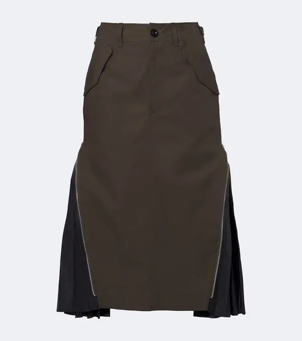 Sacai Pleated Midi Skirt - Green