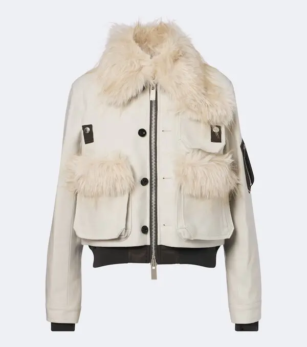 Sacai Wool Blouson Jacket - White