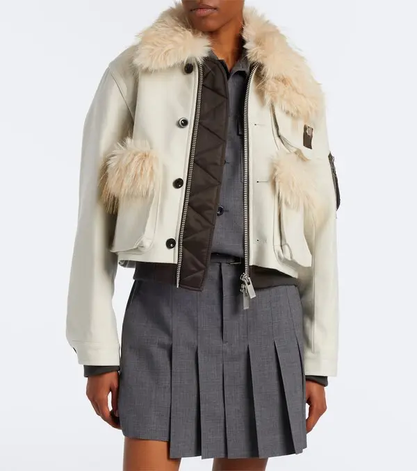 Sacai Wool Blouson Jacket With Detachable Collar - White