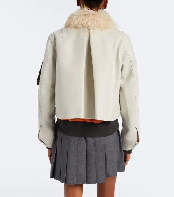 Sacai Wool Blouson Jacket With Detachable Collar - White