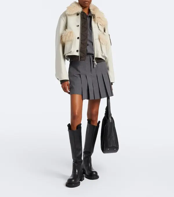 Sacai Wool Blouson Jacket With Detachable Collar - White