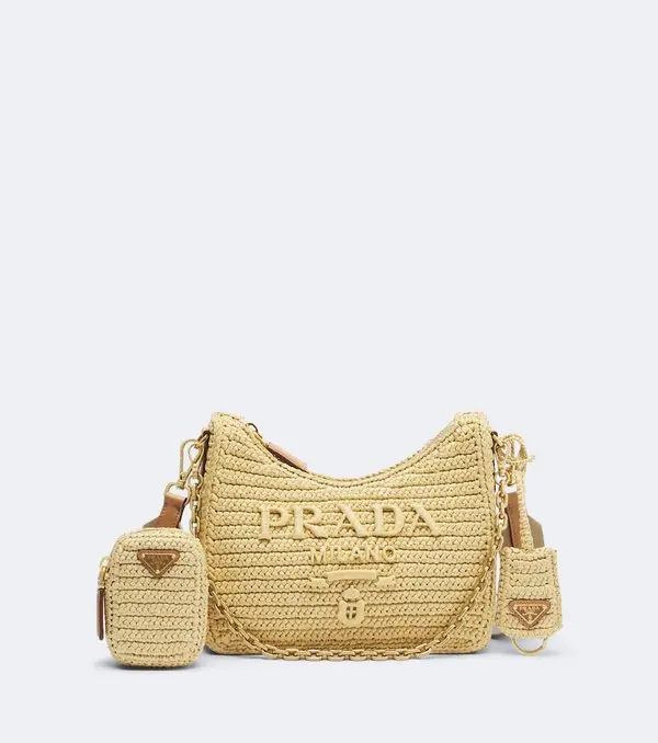 Prada Re-edition 2005 Mini Raffia-effect Shoulder Bag