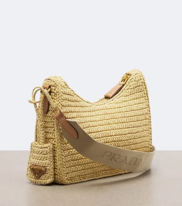 Prada Re-edition 2005 Mini Raffia-effect Shoulder Bag