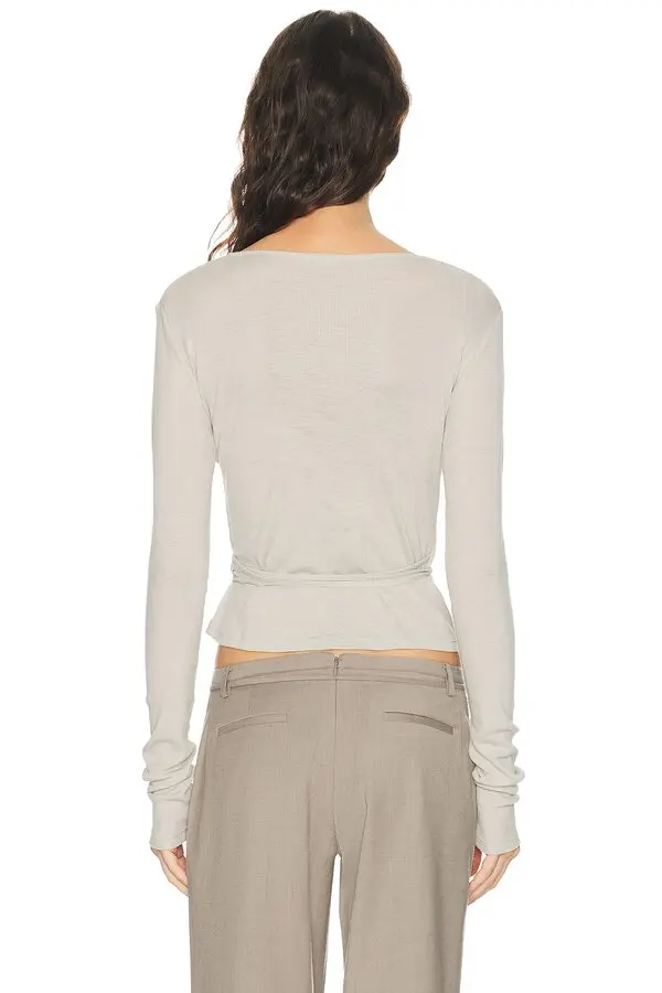 ST. AGNI Baby Wool Wrap Top - Soft Ash