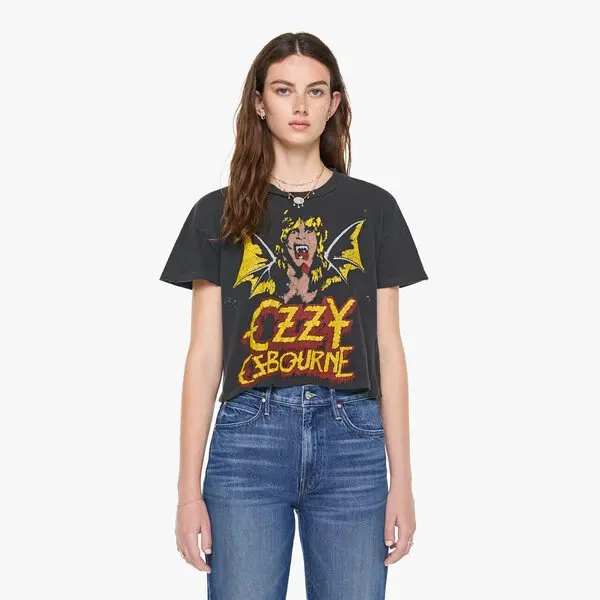 MadeWorn Ozzy Osbourne Graphic Cropped T-shirt - Black