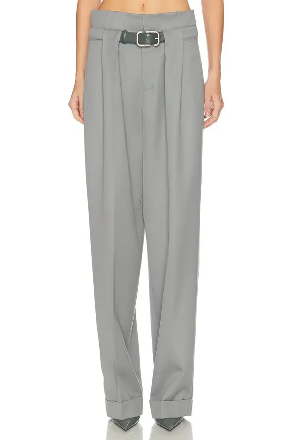 Attico Long Belted Pant - Grey