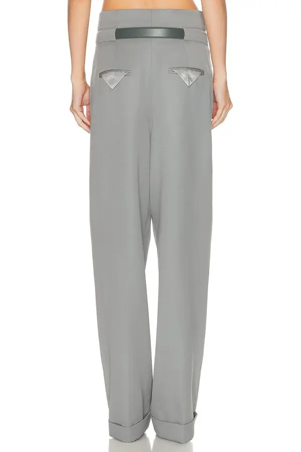Attico Long Belted Trousers - Grey