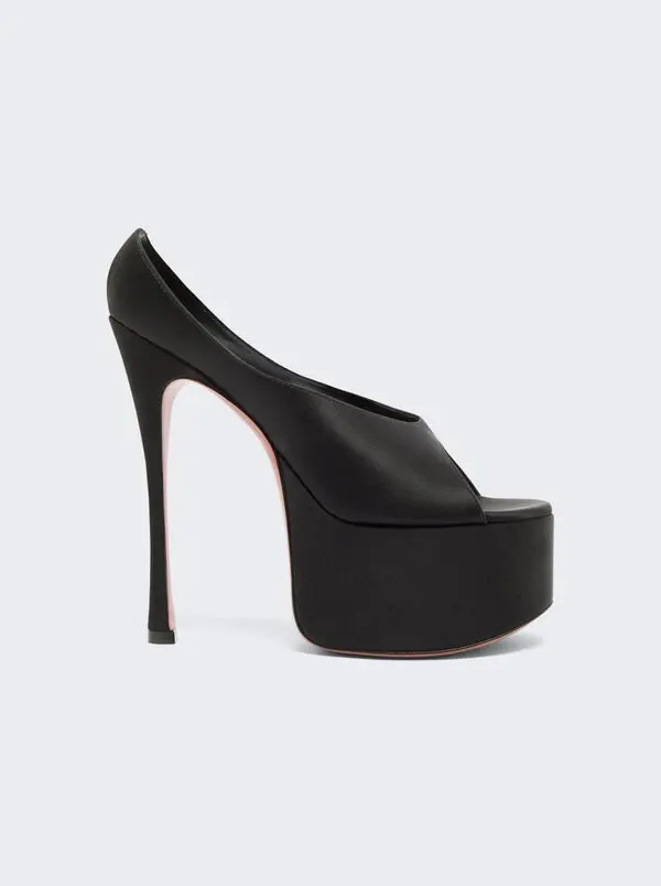 Amina Muaddi Anok Plateau 155 Slipper Sandal Satin - Black
