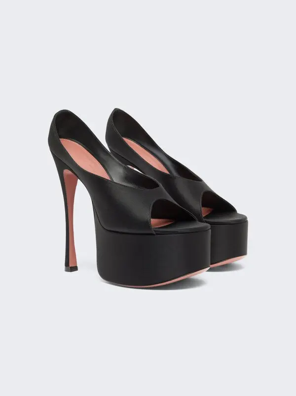 Amina Muaddi Anok Plateau 155 Slipper Sandal Satin
