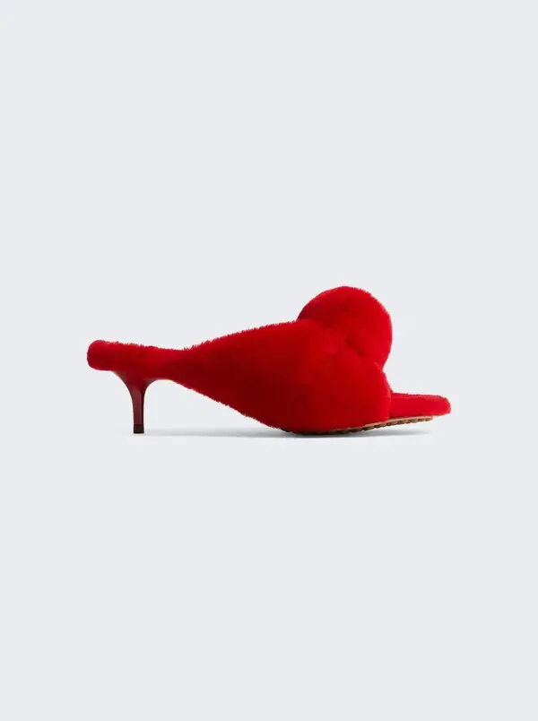 Bottega Veneta Kitten Heel Mule Sandal - Red