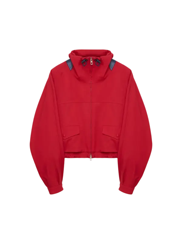 Loewe Cotton And Silk High Neck Zip Up Jacket With Double L Embroidery - Red