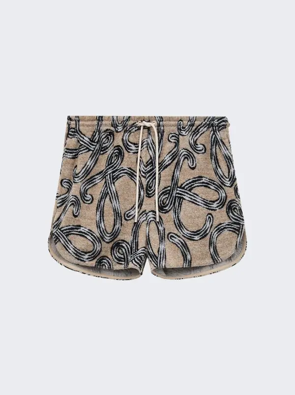 Loewe Paula's Ibiza Cotton Terry Shorts And Black - Beige