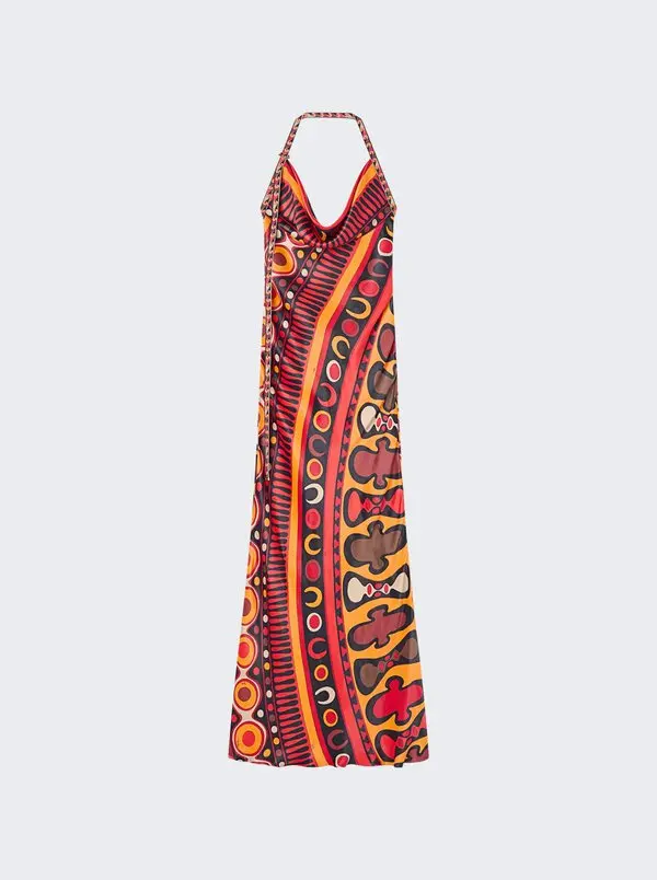 Emilio Pucci Soleil Print Satin Dress - Orange