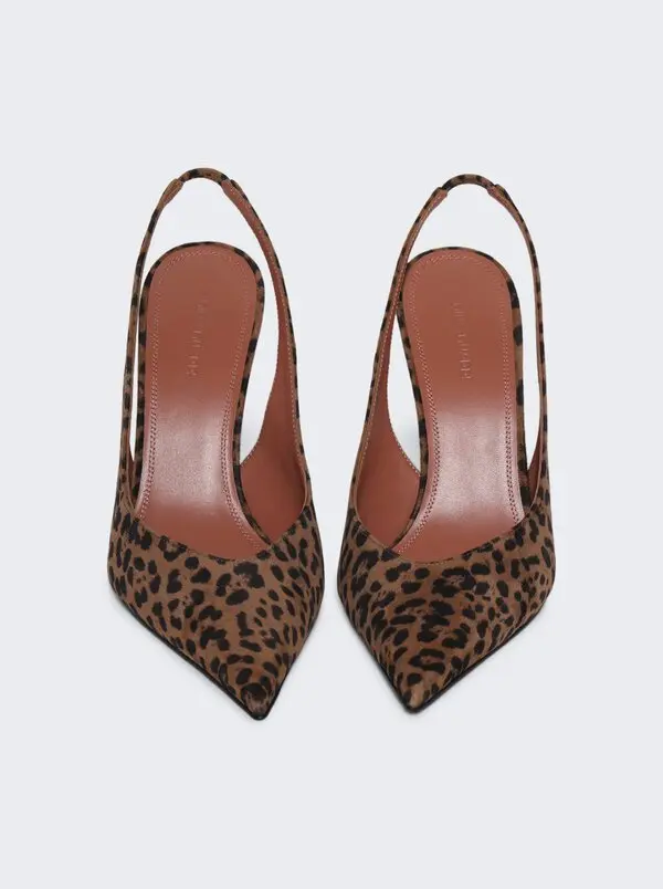 Amina Muaddi Printed Suede Slingback Pumps