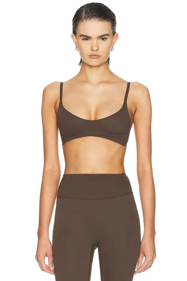 NIKESKIMS Matte Micro Scoop Bra In Chocolate - Dark Sepia