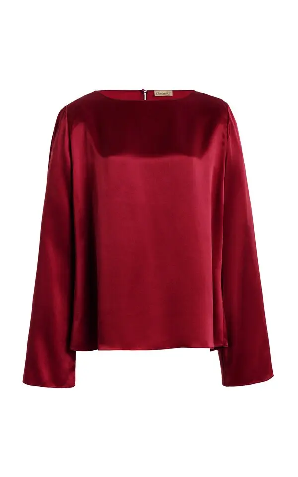 Comme Si Bell Sleeve Silk Top - Red