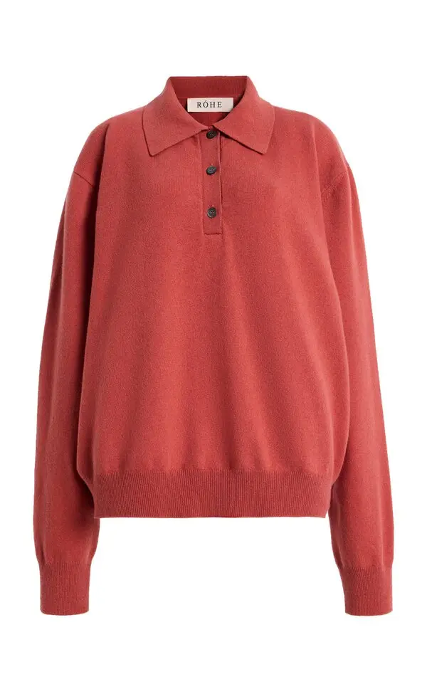 RÓHE Classic Knit Polo - Red