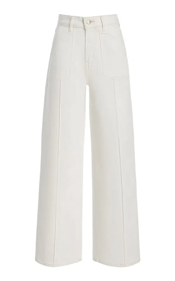 FRAME Le Slim Stretch Mid-rise Palazzo Jeans - White