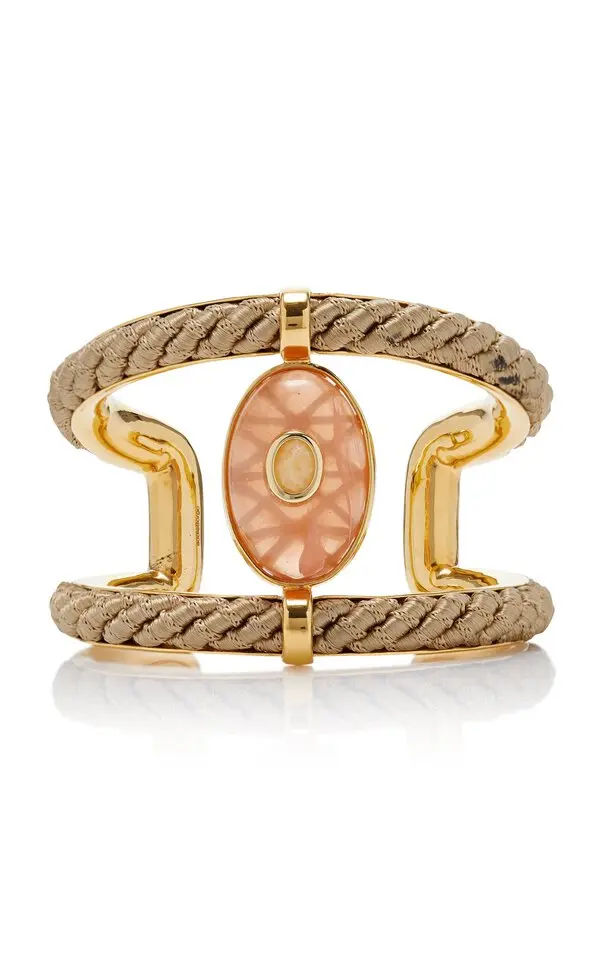 Eddie Borgo Robinson 12k Gold-plated Brass Amber And Aragonite Cuff - Multi