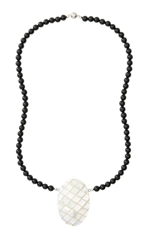 JULIETTA Isotta Rhodium-plated Brass Mother-of-pearl And Onyx Necklace - Multi