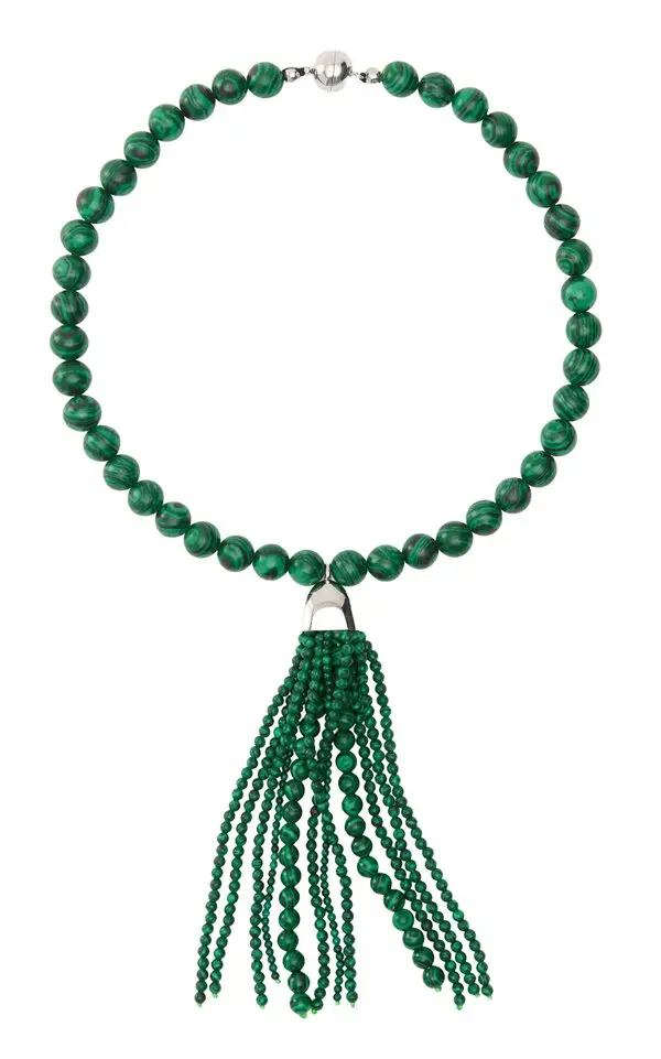 JULIETTA Delfina Rhodium-plated Brass Malachite Necklace - Green