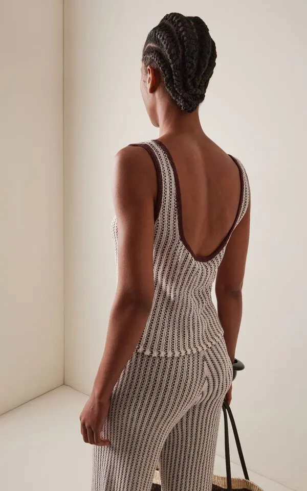 Onia Crochet Knit Square Neck Tank