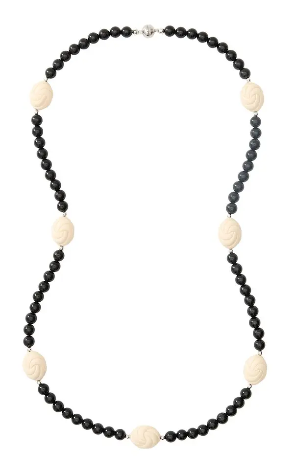 JULIETTA Myra Rhodium-plated Brass Onyx And Resin Necklace - Multi