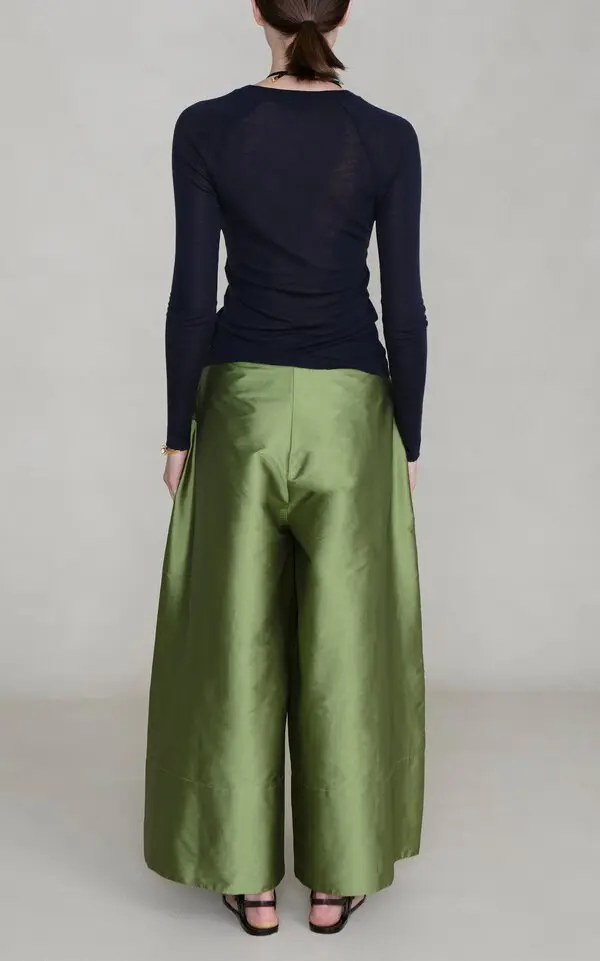 Chan Luu Techno Taffeta Wide Leg Trousers