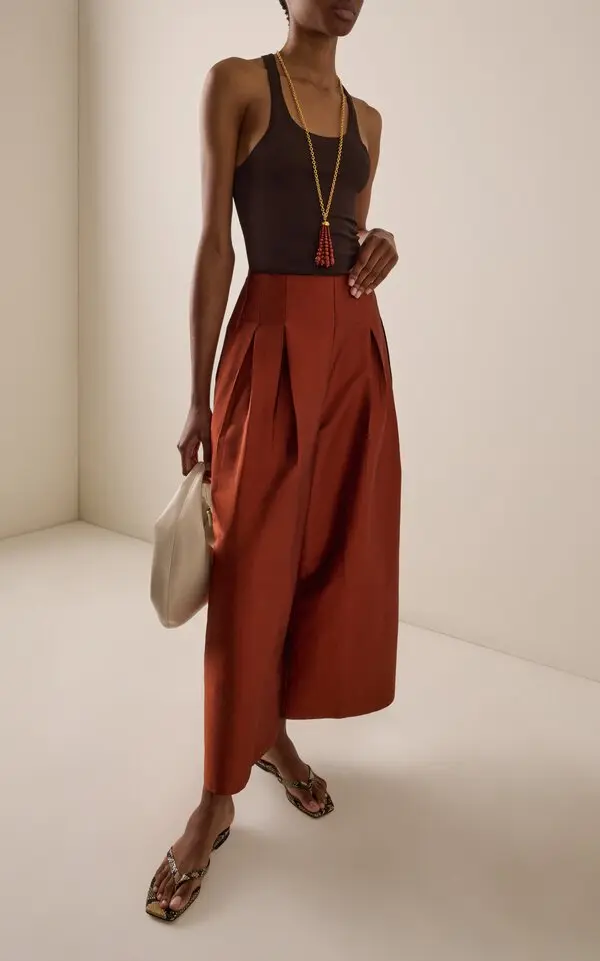 Chan Luu Techno Taffeta Wide Leg Trousers