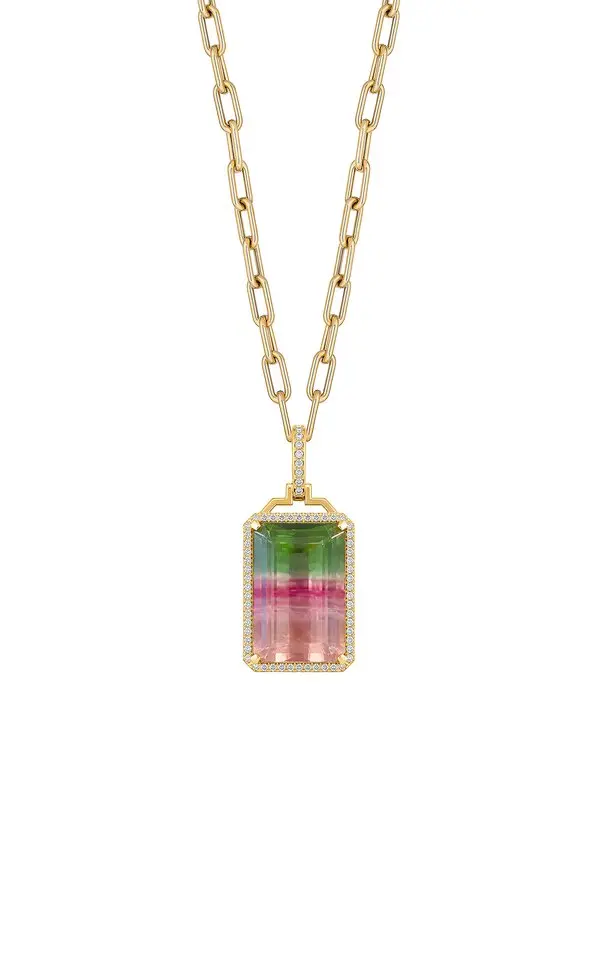 Goshwara Bi-color Tourmaline Emerald Cut Pendant - Multi