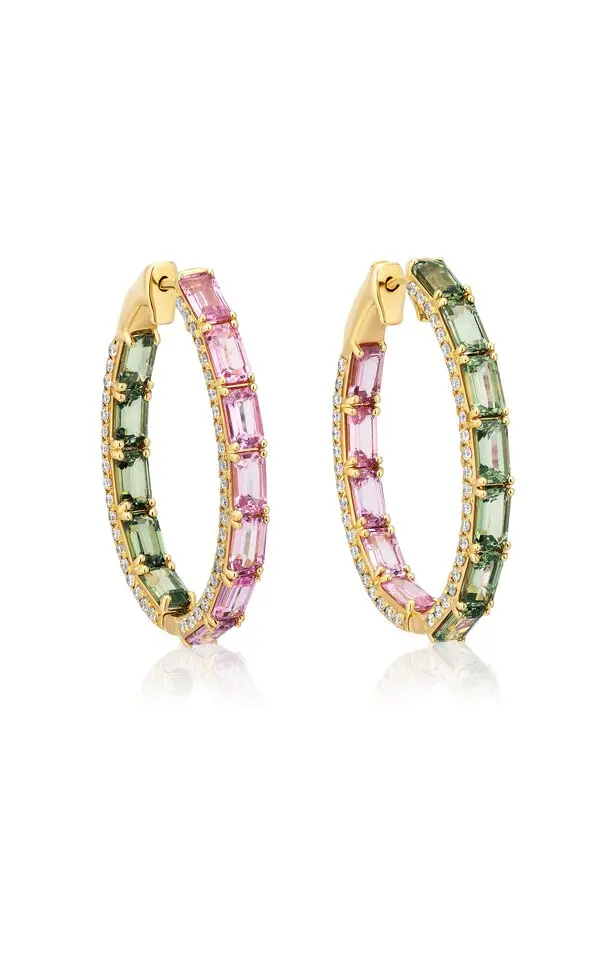 Goshwara Sapphire Emerald Cut Oval Hoop Earring