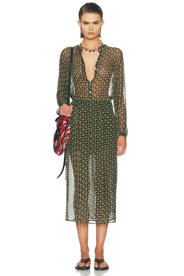 Chan Luu Button Up Top In Multi-print Sheer Viscose