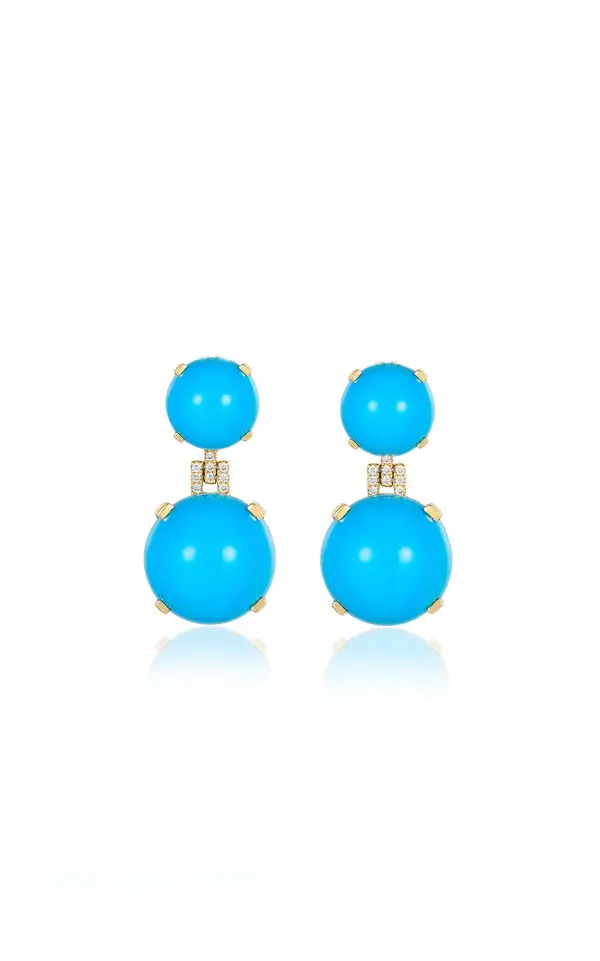 Goshwara Double Sphere Drop Earrings - Turquoise