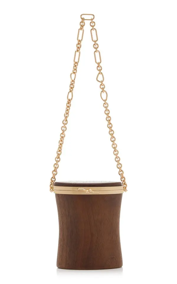Cult Gaia Wooden Wristlet With Chain Strap