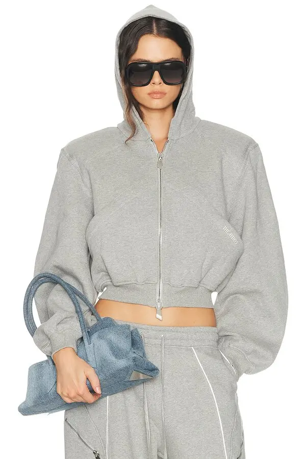 Attico Fleece Cropped Sweatshirt With Full Zip