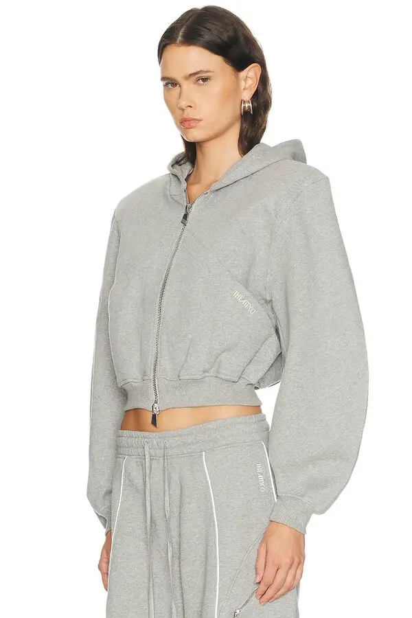 Attico Fleece Cropped Sweatshirt With Full Zip