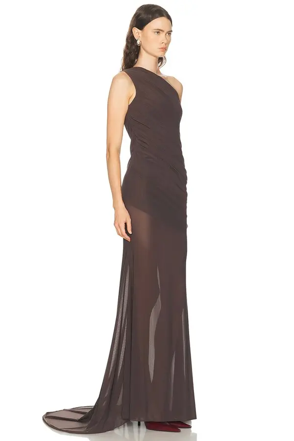 Alex Perry One Shoulder Tucked Gown