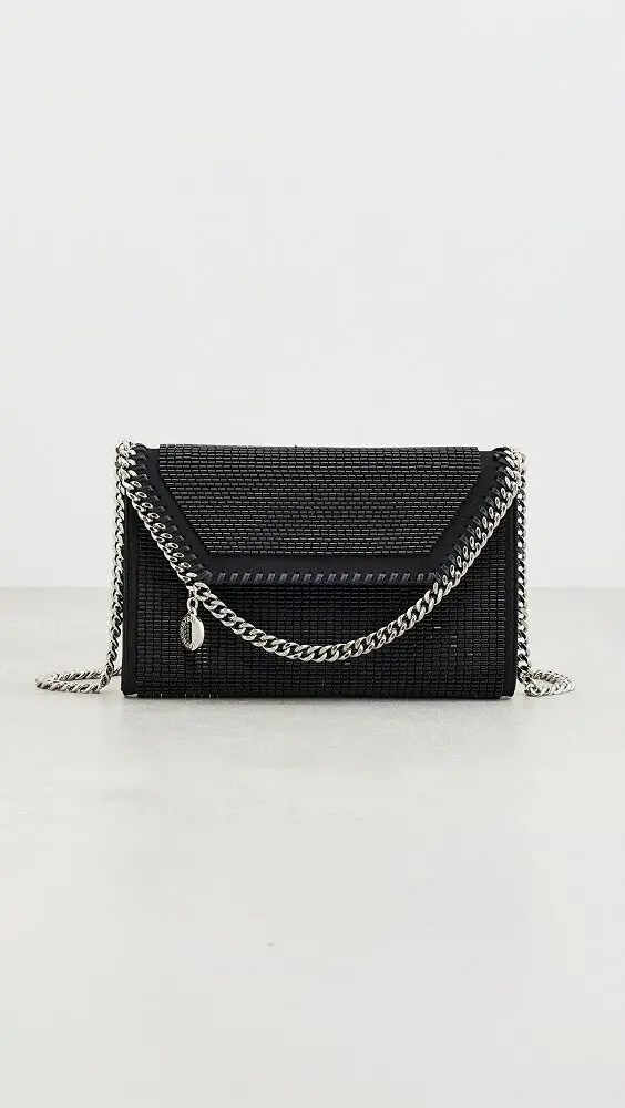 Stella McCartney Falabella Beaded Wallet Bag With Chain - Black