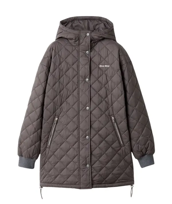 Miu Miu Quilted Hooded Down Jacket - Hematite