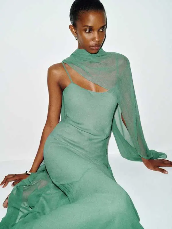 REFORMATION Rida Silk Dress - Green