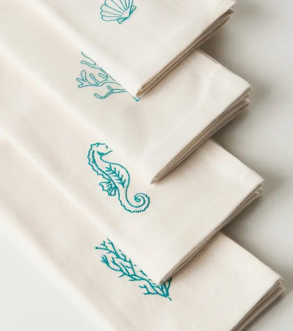 LES-OTTOMANS Set Of 6 Linen Napkins