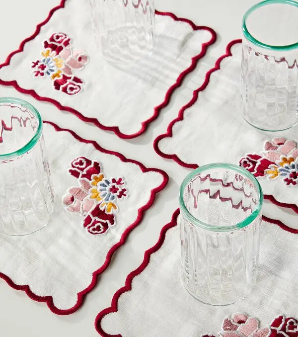 CABANA Lea Set Of 4 Linen And Cotton Napkins - White