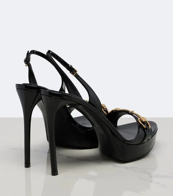 Gucci Donna Patent Leather Platform Sandals - Black