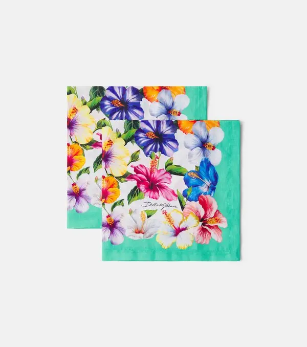 Dolce & Gabbana Set Of 2 Floral Linen Napkins - Multicoloured