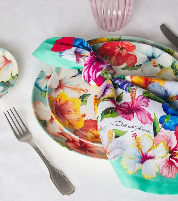 Dolce & Gabbana Set Of 2 Floral Linen Napkins - Multicoloured