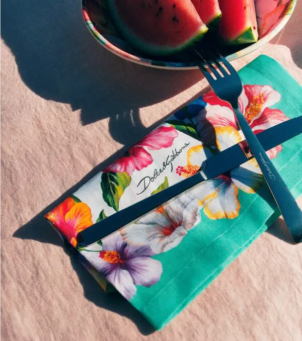 Dolce & Gabbana Set Of 2 Floral Linen Napkins - Multicoloured
