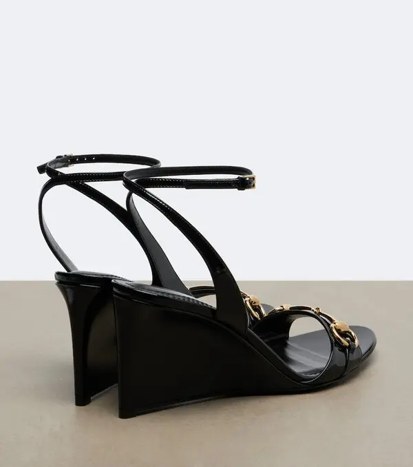 Gucci Donna Patent Leather Wedge Sandals