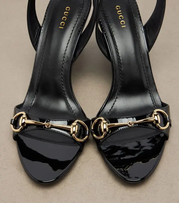 Gucci Donna Patent Leather Wedge Sandals