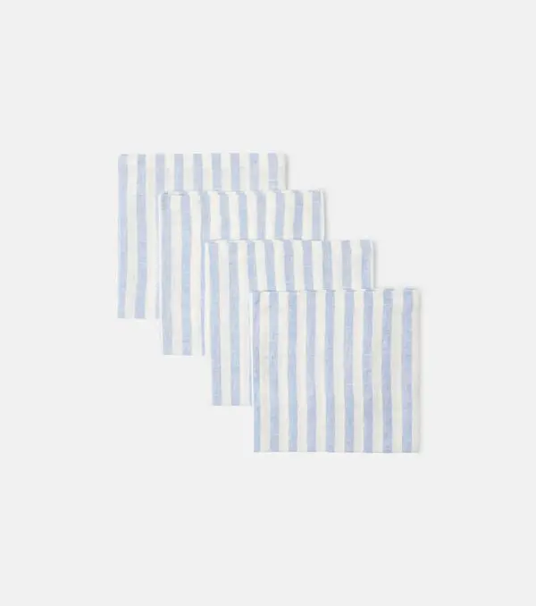 ONCE MILANO Set Of 4 Striped Linen Napkins